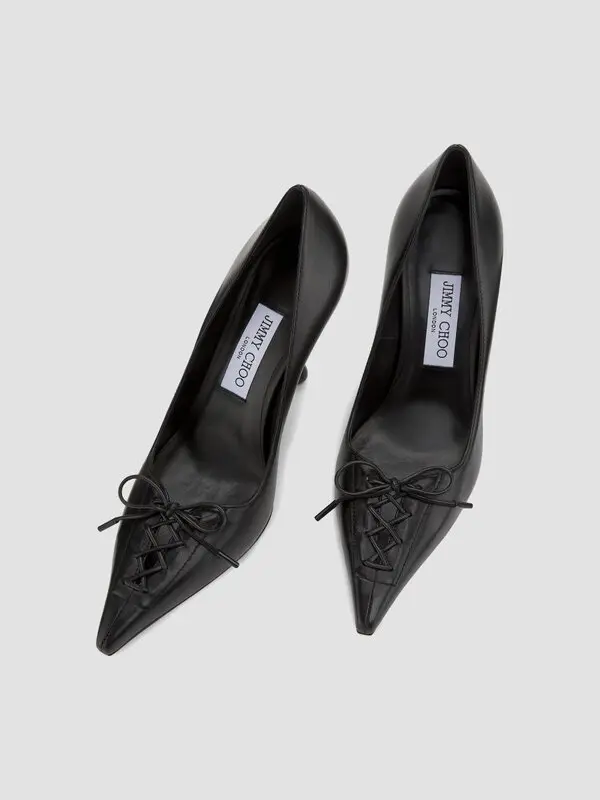 JIMMY CHOO Scarlett 95mm Bow Leather Pumps - Black