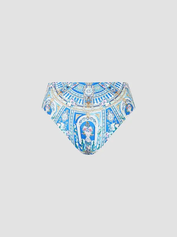 Camilla Ottoman-print Mid-rise Bikini Bottom
