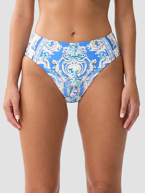 Camilla Ottoman-print Mid-rise Bikini Bottom