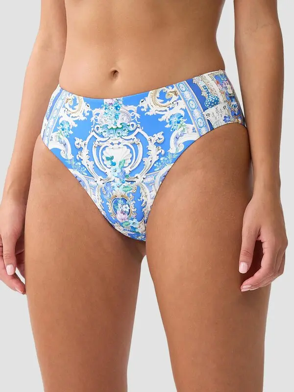 Camilla Ottoman-print Mid-rise Bikini Bottom