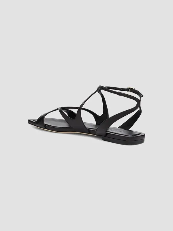 JIMMY CHOO Ayla Strappy Leather Sandals - Black