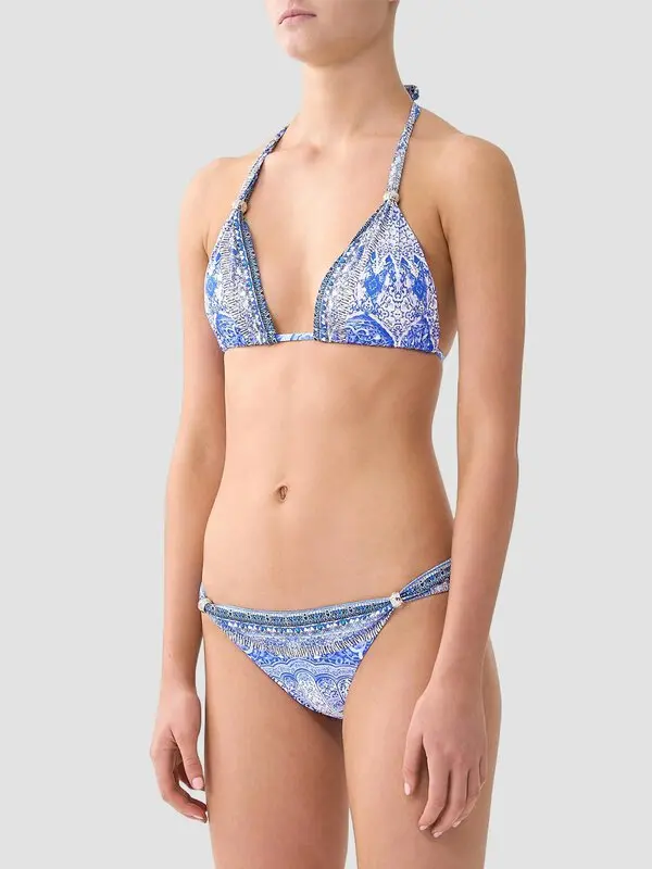 Camilla Printed Ball-trim Triangle Bikini Top