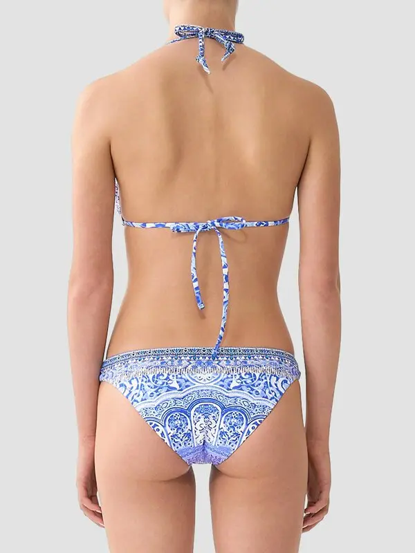 Camilla Printed Ball-trim Triangle Bikini Top