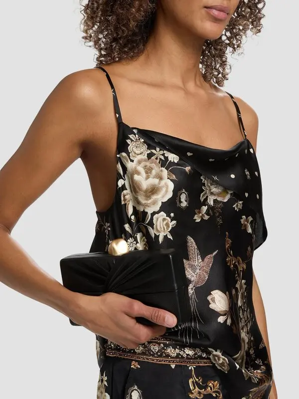 Camilla Printed Silk Asymmetric Draped Top - Flamenco Folklore