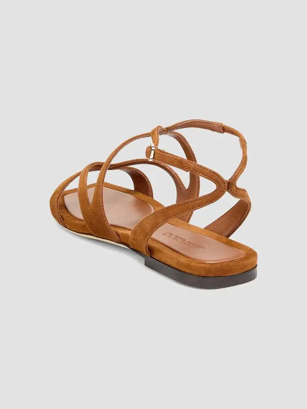 JIMMY CHOO Ayla Suede Strappy Flat Sandals - Tan