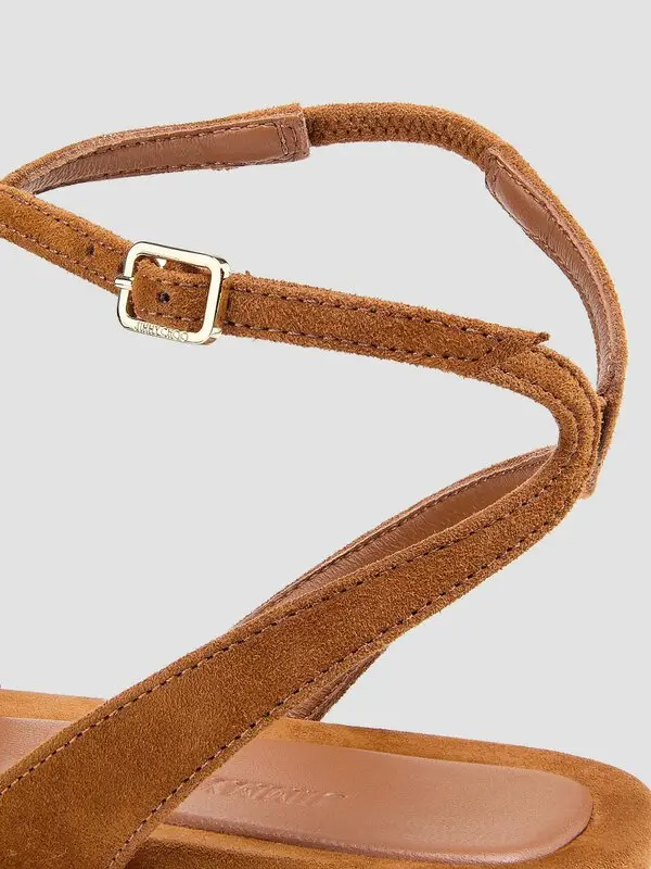 JIMMY CHOO Ayla Suede Strappy Flat Sandals - Tan