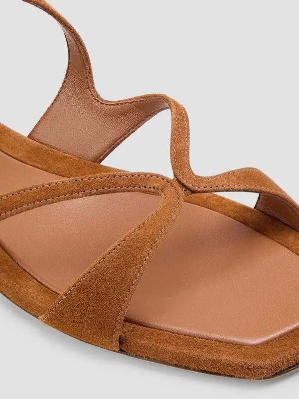 JIMMY CHOO Ayla Suede Strappy Flat Sandals - Tan
