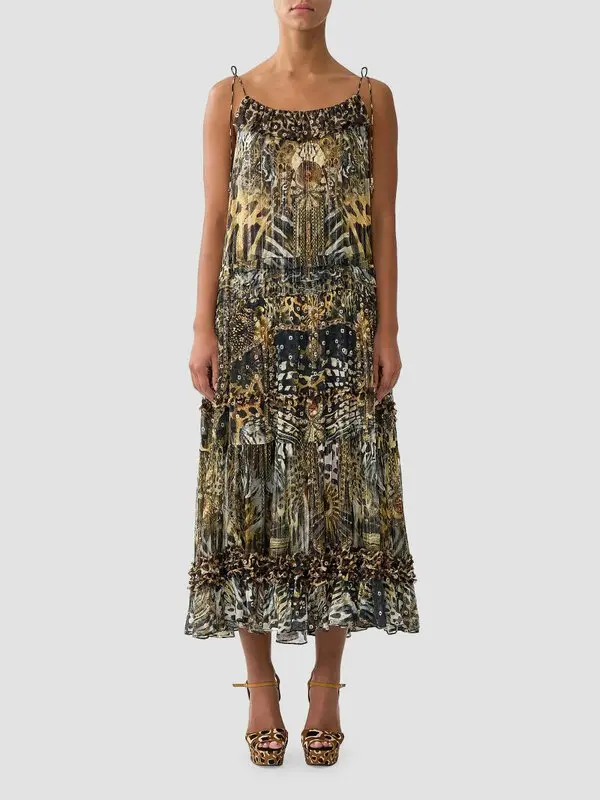 Camilla Feline Folklore Tiered Fringe Midi-dress