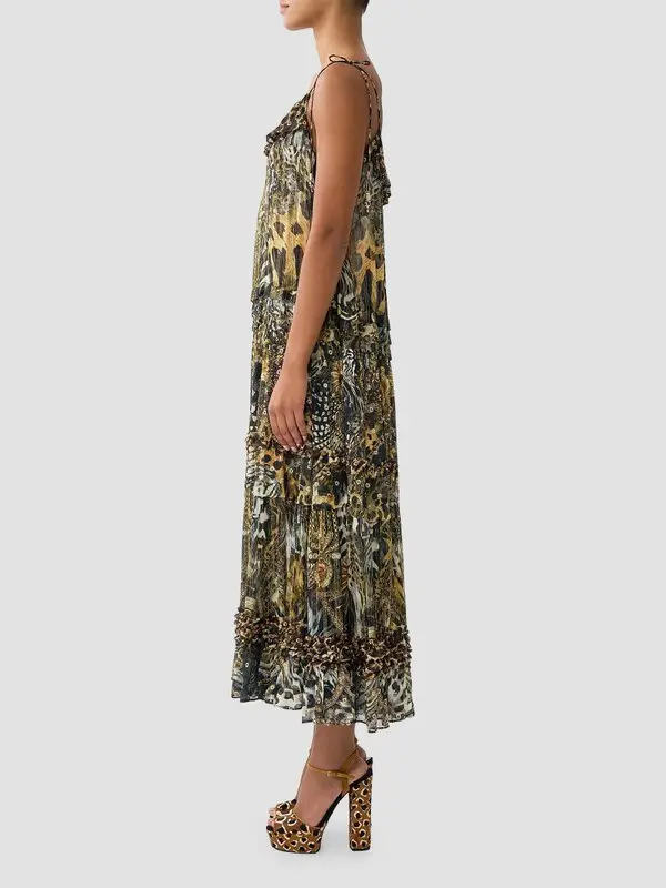 Camilla Feline Folklore Tiered Fringe Midi-dress