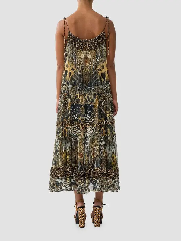 Camilla Feline Folklore Tiered Fringe Midi-dress