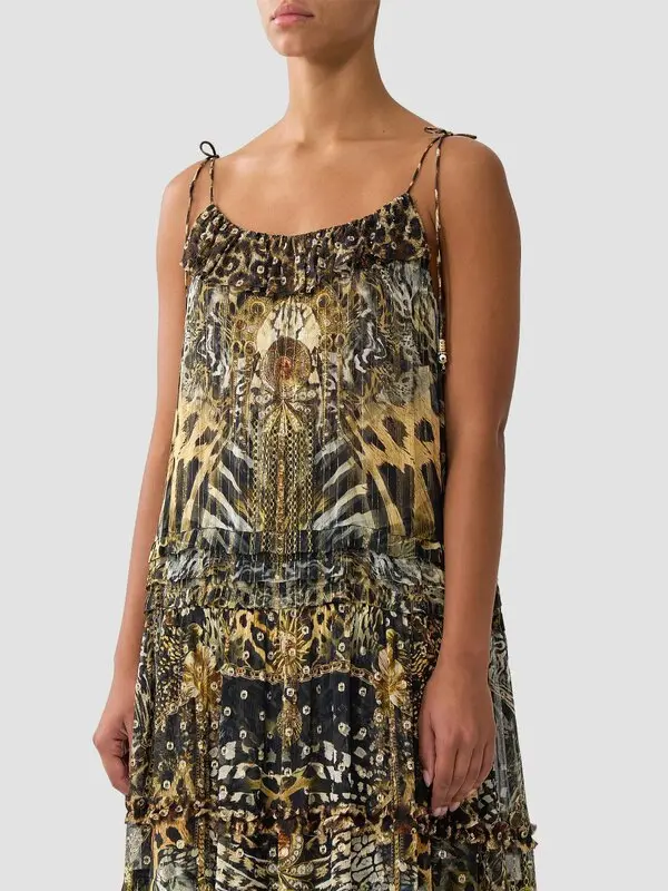 Camilla Feline Folklore Tiered Fringe Midi-dress