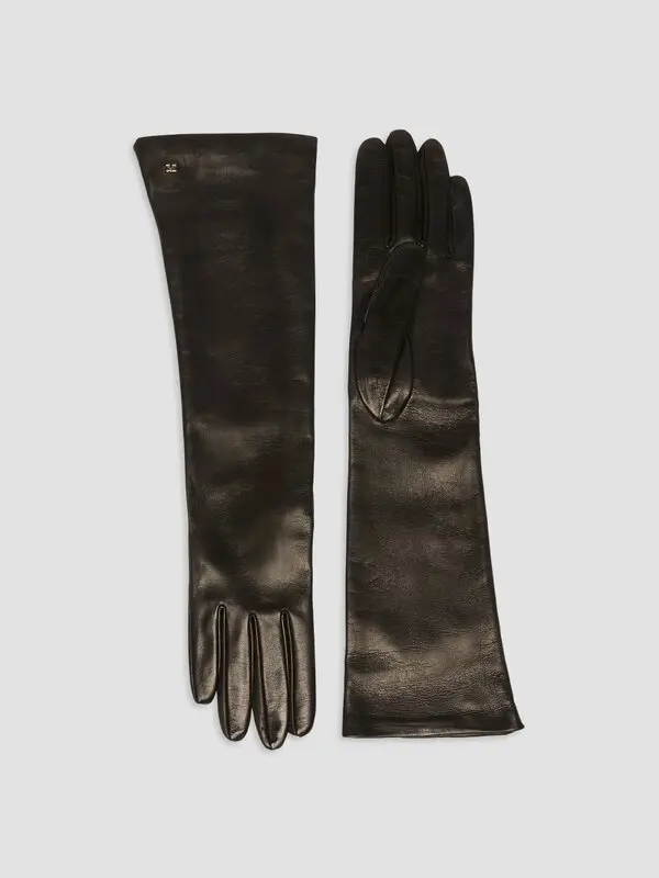 Max Mara Long Nappa Leather Gloves - Black