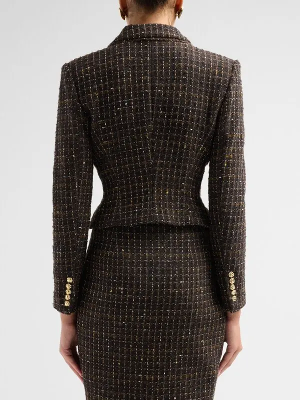 Generation Love Aytul Cotton-blend Tweed Crop Blazer - Brown Multi