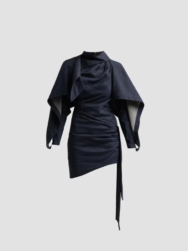 Zimmermann Valiant Draped Denim Mini Dress - Night Sky