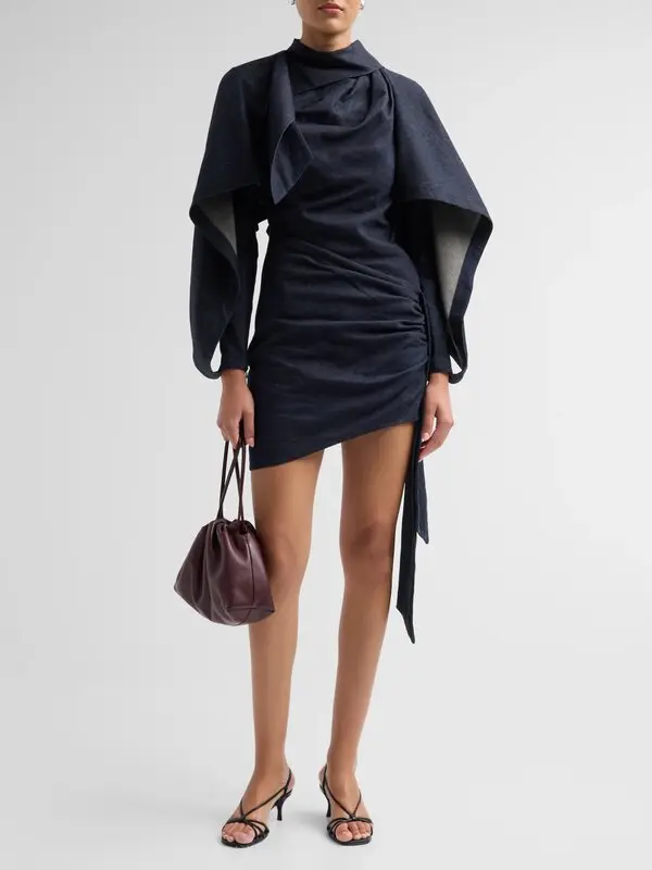 Zimmermann Valiant Draped Denim Mini Dress - Night Sky