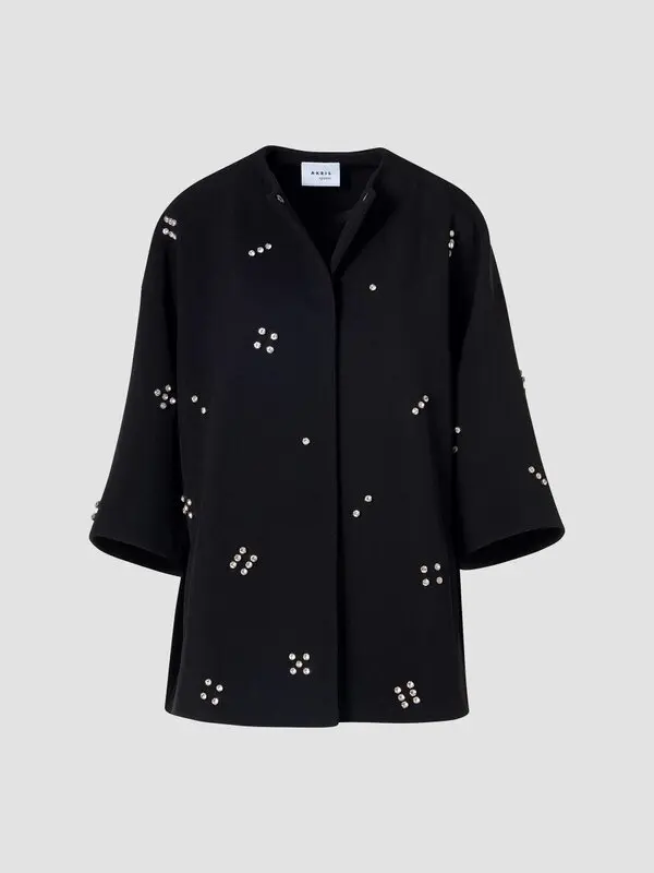 Akris Diamond Dice Dot Wool Car Coat
