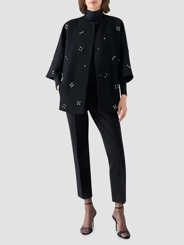 Akris Diamond Dice Dot Wool Car Coat