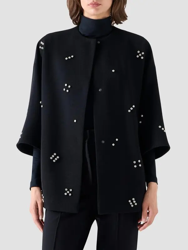 Akris Diamond Dice Dot Wool Car Coat