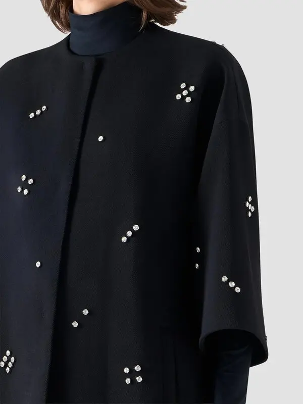 Akris Diamond Dice Dot Wool Car Coat