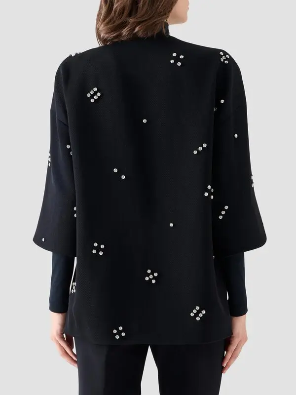 Akris Diamond Dice Dot Wool Car Coat