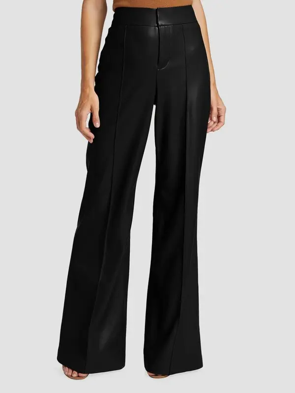 Alice + Olivia Dylan Wide-leg Faux Leather Trousers - Black