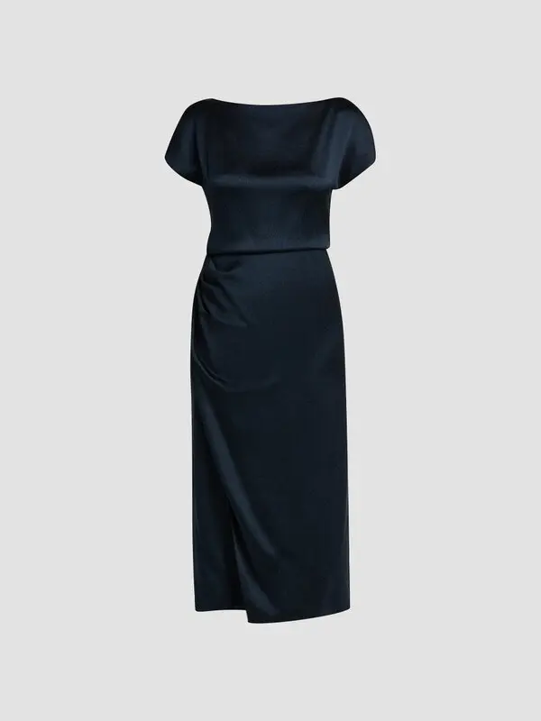 Giorgio Armani Satin Draped Midi-dress - Outer Space