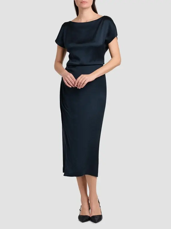 Giorgio Armani Satin Draped Midi-dress