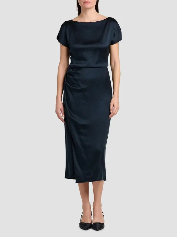 Giorgio Armani Satin Draped Midi-dress