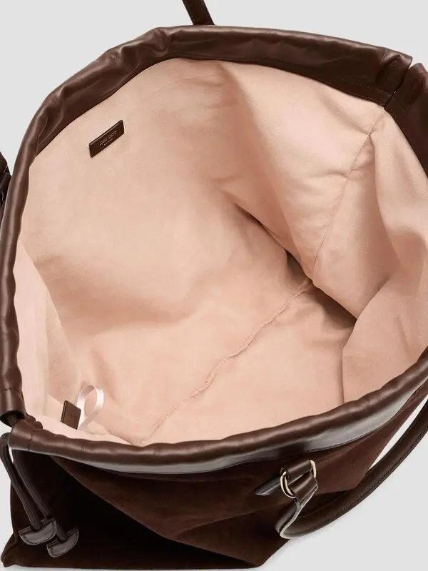 JIMMY CHOO Drawstring Large Suede & Leather Tote Bag