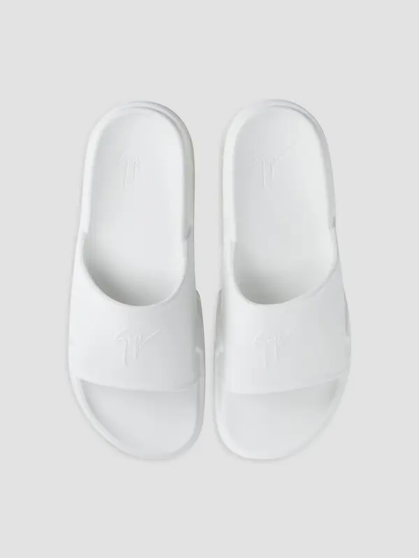 GIUSEPPE ZANOTTI Leather Platform Slide Sandals - White