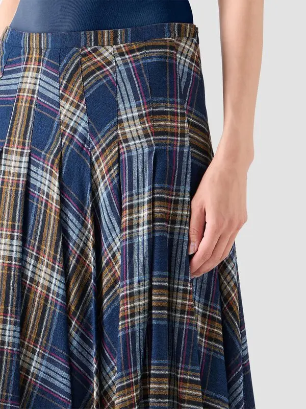 Akris Plaid Lightweight Wool Blend Shelley Midi Skirt