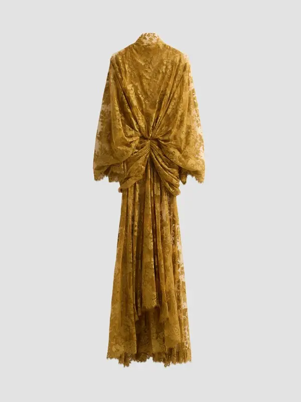 Zimmermann Ascent Ruched Lace Batwing Gown