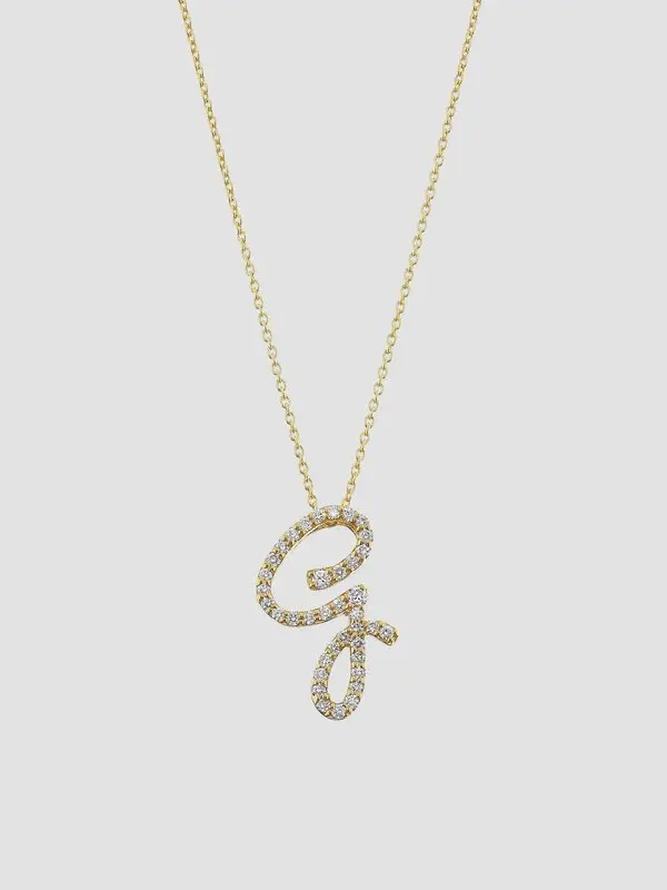 Roberto Coin Tiny Treasures Script Initial 18k Yellow Gold, Ruby & 0.24-0.34 Tcw Diamond Pendant Necklace - Initial G