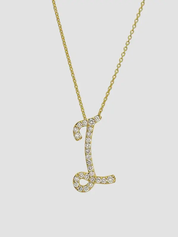 Roberto Coin Tiny Treasures Script Initial 18k Yellow Gold, Ruby & 0.24-0.34 Tcw Diamond Pendant Necklace - Initial I