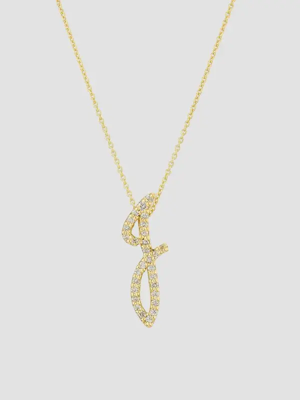 Roberto Coin Tiny Treasures Script Initial 18k Yellow Gold, Ruby & 0.24-0.34 Tcw Diamond Pendant Necklace - Initial J