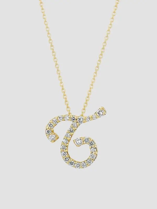 Roberto Coin Tiny Treasures Script Initial 18k Yellow Gold, Ruby & 0.24-0.34 Tcw Diamond Pendant Necklace - Initial T