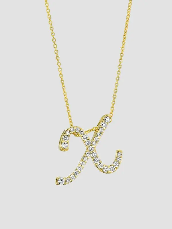 Roberto Coin Tiny Treasures Script Initial 18k Yellow Gold, Ruby & 0.24-0.34 Tcw Diamond Pendant Necklace - Initial X
