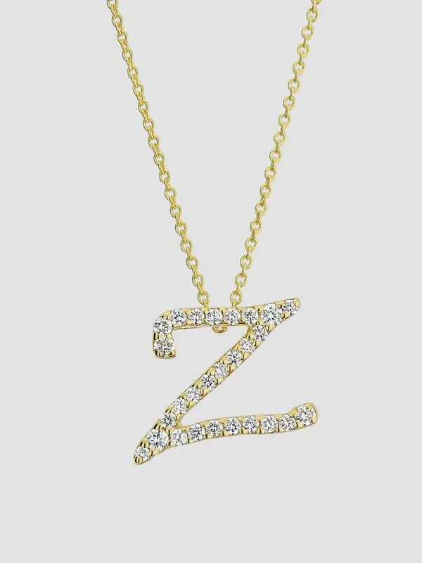 Roberto Coin Tiny Treasures Script Initial 18k Yellow Gold, Ruby & 0.24-0.34 Tcw Diamond Pendant Necklace - Initial Z