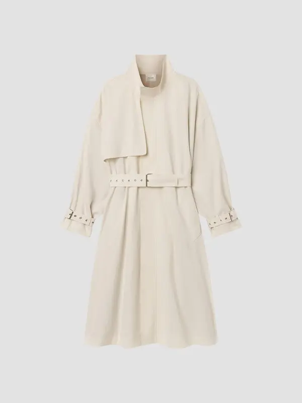 FRAME Field Tie-waist Cotton Trench Coat - Ecru
