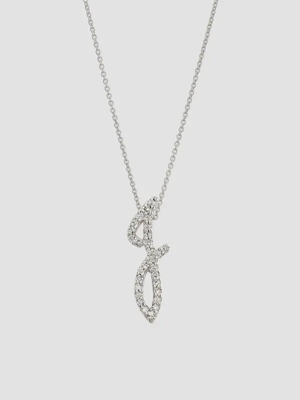 Roberto Coin Tiny Treasures Script Initial 18k White Gold, Ruby & 0.24-0.34 Tcw Diamond Pendant Necklace - Initial J