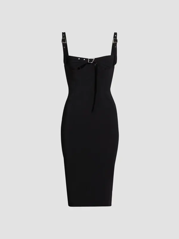 MUGLER Bustier Cut-out Sheath Dress - Black