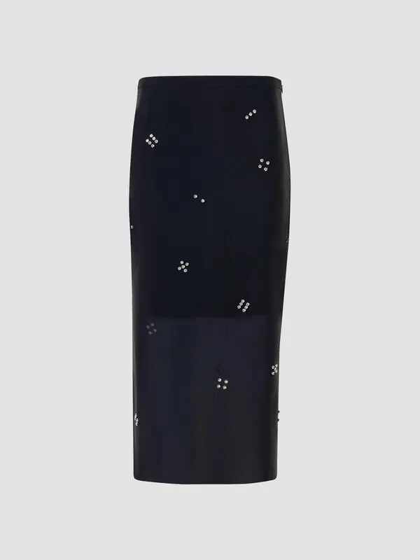 Akris Diamond Dice Dot Pencil Midi Skirt - Black