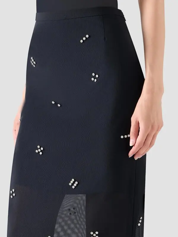 Akris Diamond Dice Dot Pencil Midi Skirt