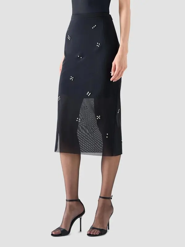 Akris Diamond Dice Dot Pencil Midi Skirt