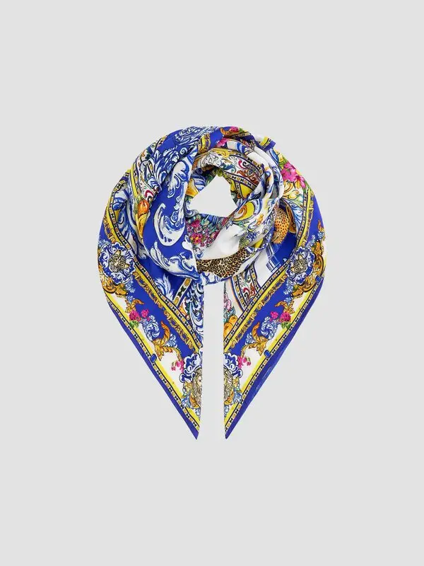 Camilla Large Embellished Printed Silk Square Scarf - Espana Nirvana