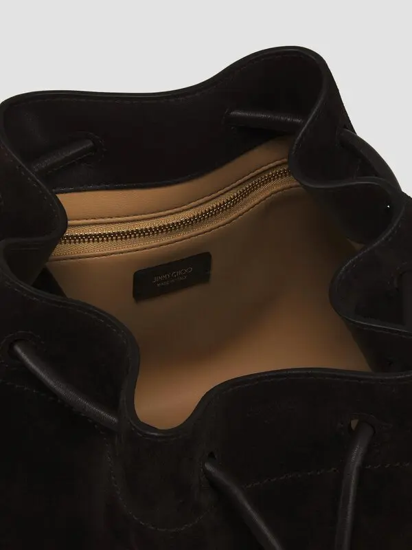 JIMMY CHOO Cinch Suede Drawstring Bag - Coffee Gold