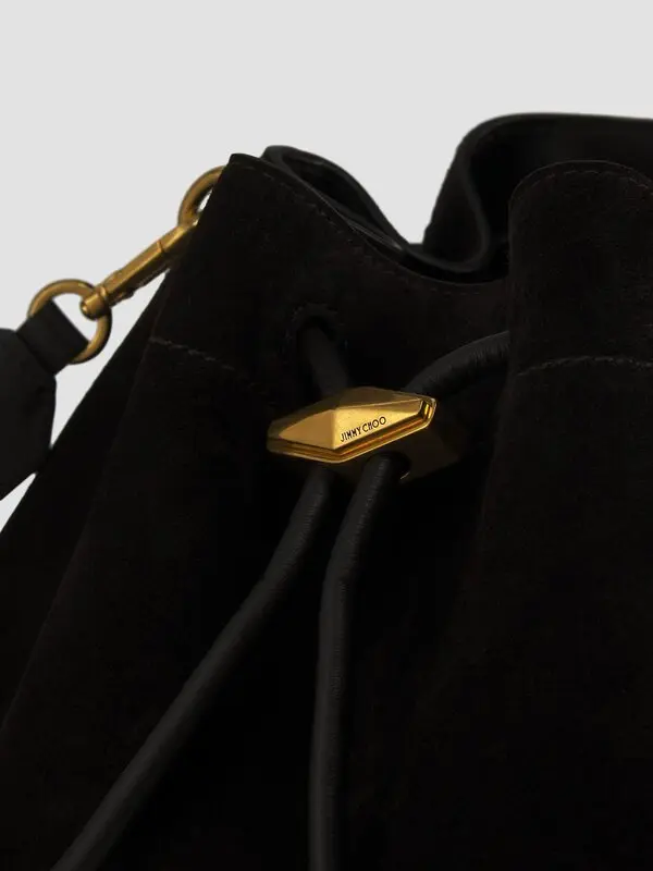 JIMMY CHOO Cinch Suede Drawstring Bag - Coffee Gold