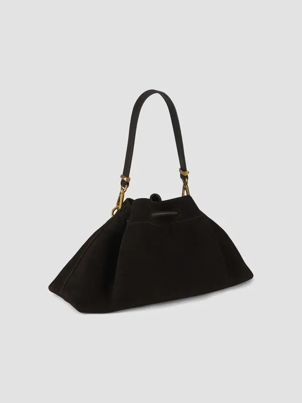 JIMMY CHOO Cinch Suede Drawstring Bag - Coffee Gold
