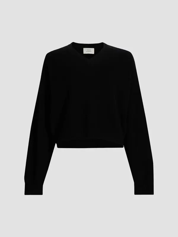 Loulou De Saison Anzor Cashmere V-neck Boxy Sweater - Black