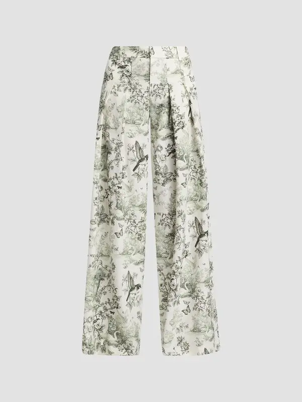 Alice + Olivia Blaire Printed Linen-blend Wide-leg Pants - Daybreak